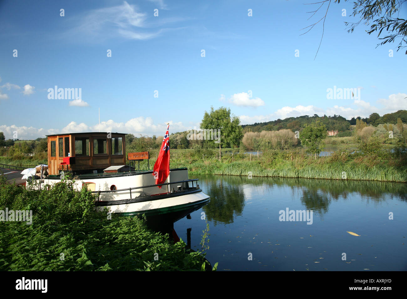 A dutch barge with a union jack flag on it Stock Photo - Alamy