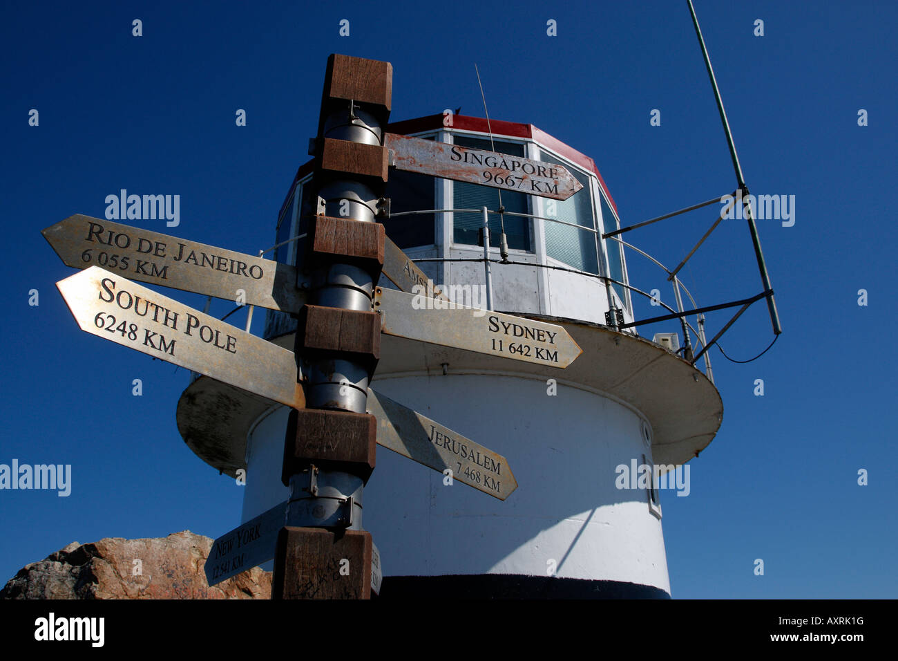the old lighthouse and signpost cape point table mountain national park ...