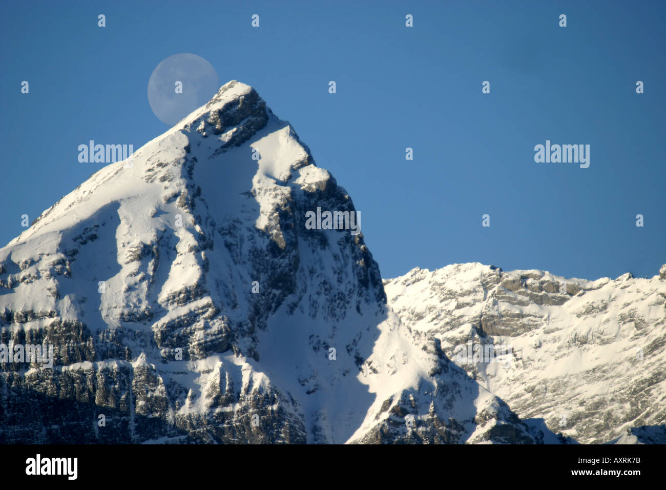 Moon; moonrise in the Canadian Rocky Mountains Canada Stock Photo - Alamy