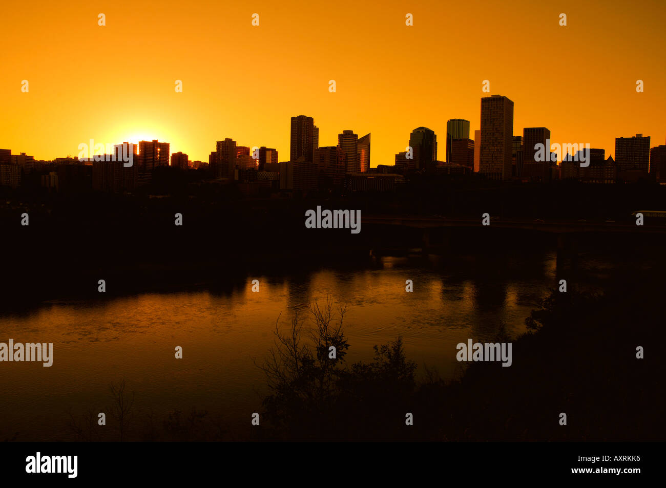 Edmonton skyline at night Stock Photo - Alamy