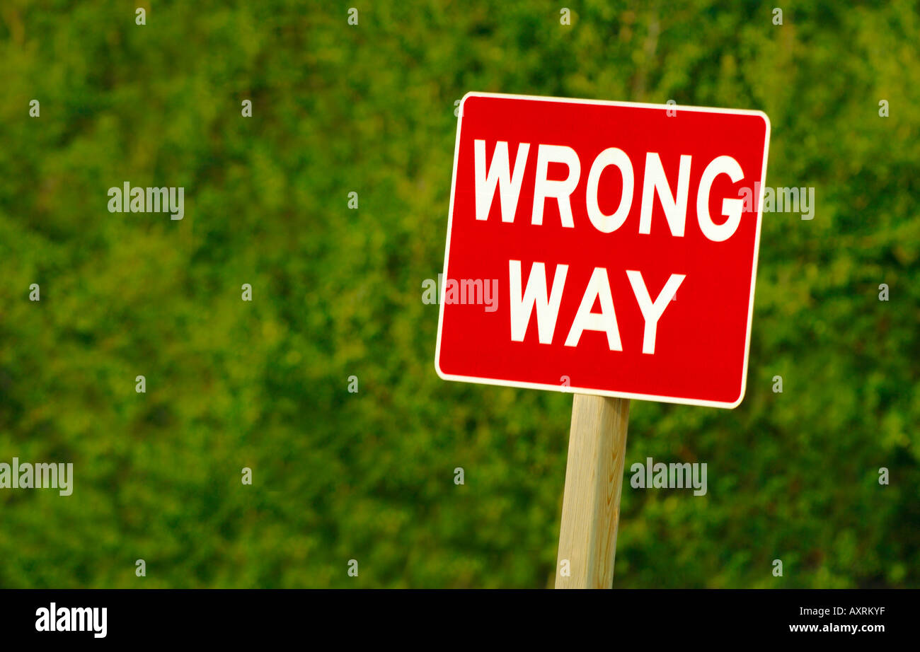 Wrong way sign Stock Photo - Alamy