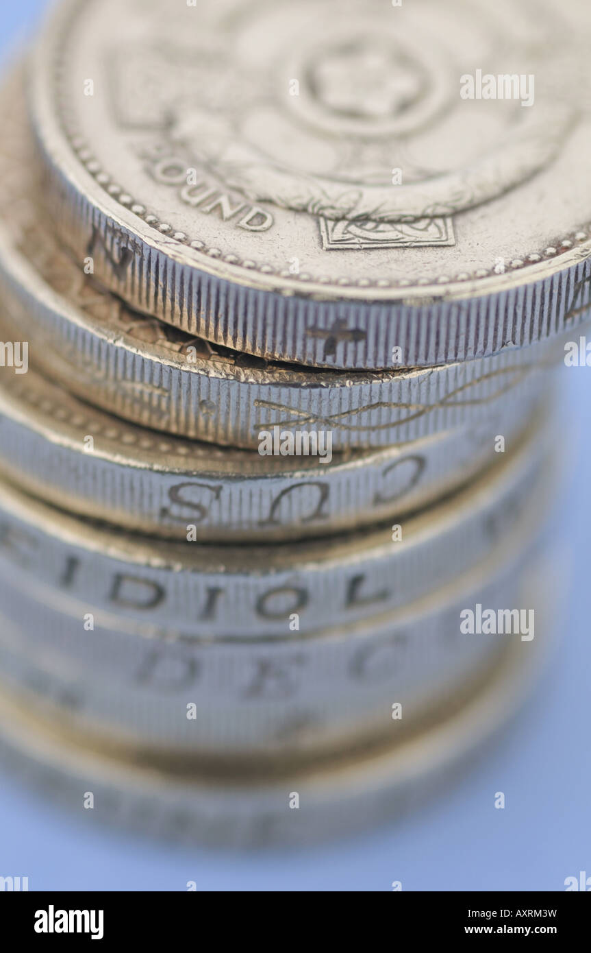 Stack of one pound coins Stock Photo - Alamy