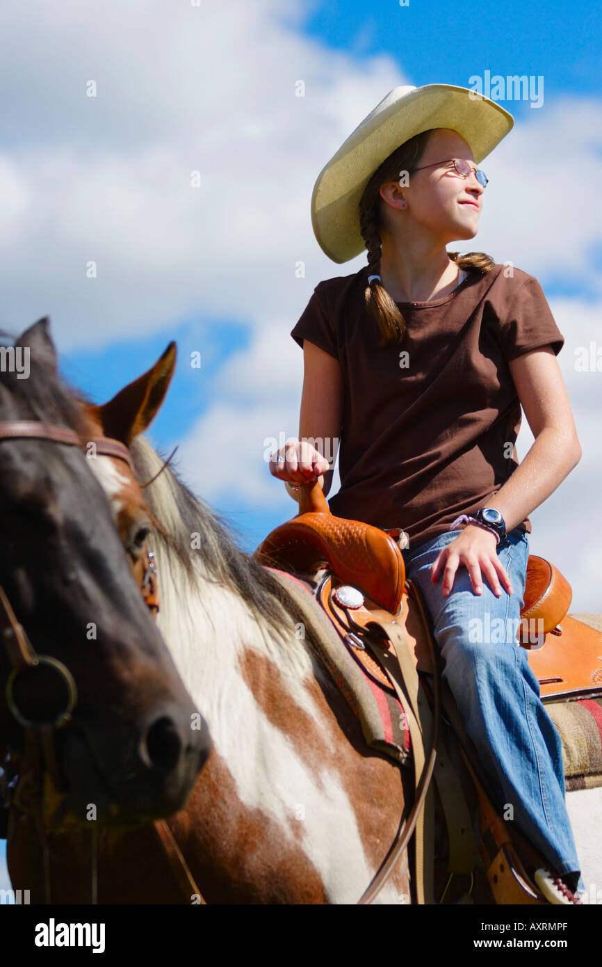 Cow riding girl hi-res stock photography and images - Alamy