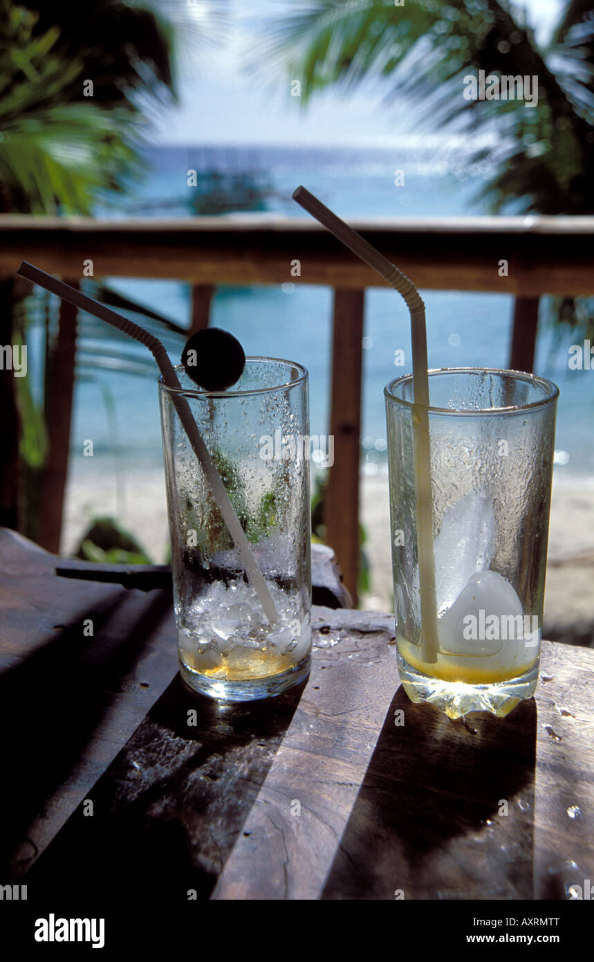Empty drinks glasses with ice and straws , Bermuda Stock Photo - Alamy