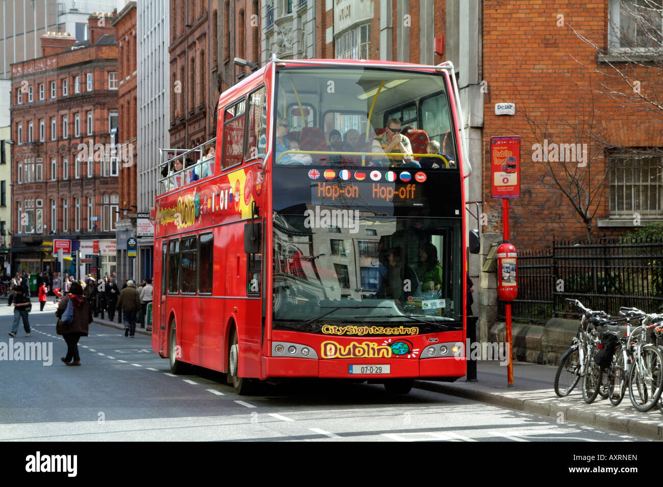 Dublin Ireland City Sightseeing tourist red Bus Stock Photo - Alamy