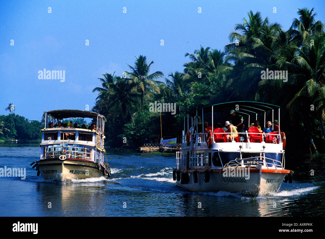 cruise vessels, Kollam, Backwater, Kochi, Kerala, India Stock Photo - Alamy