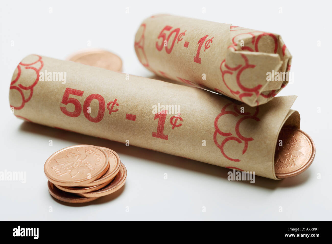 Rolls of pennies Stock Photo - Alamy