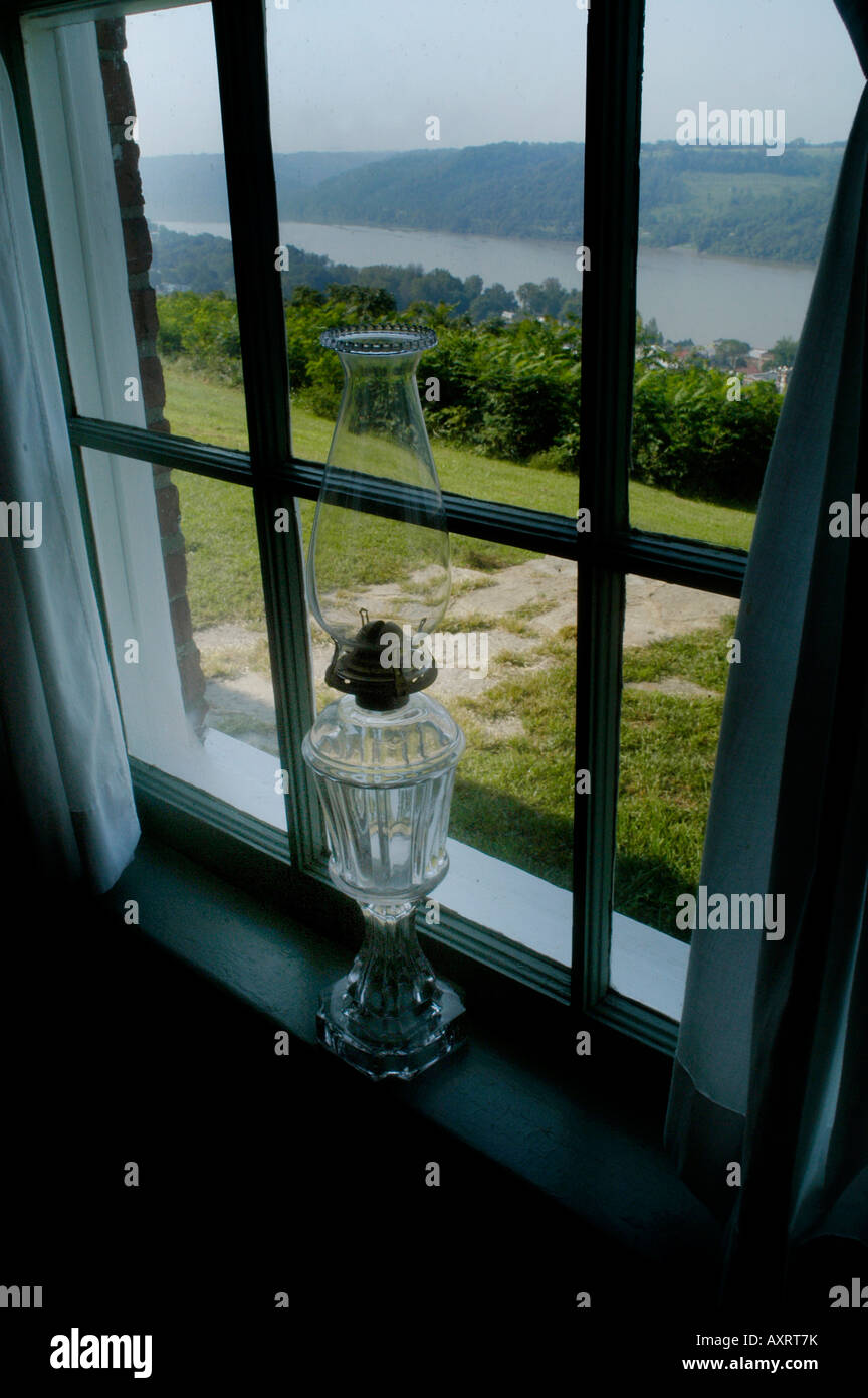 Rankin house lamp in window underground railroad Ripley ohio Stock ...