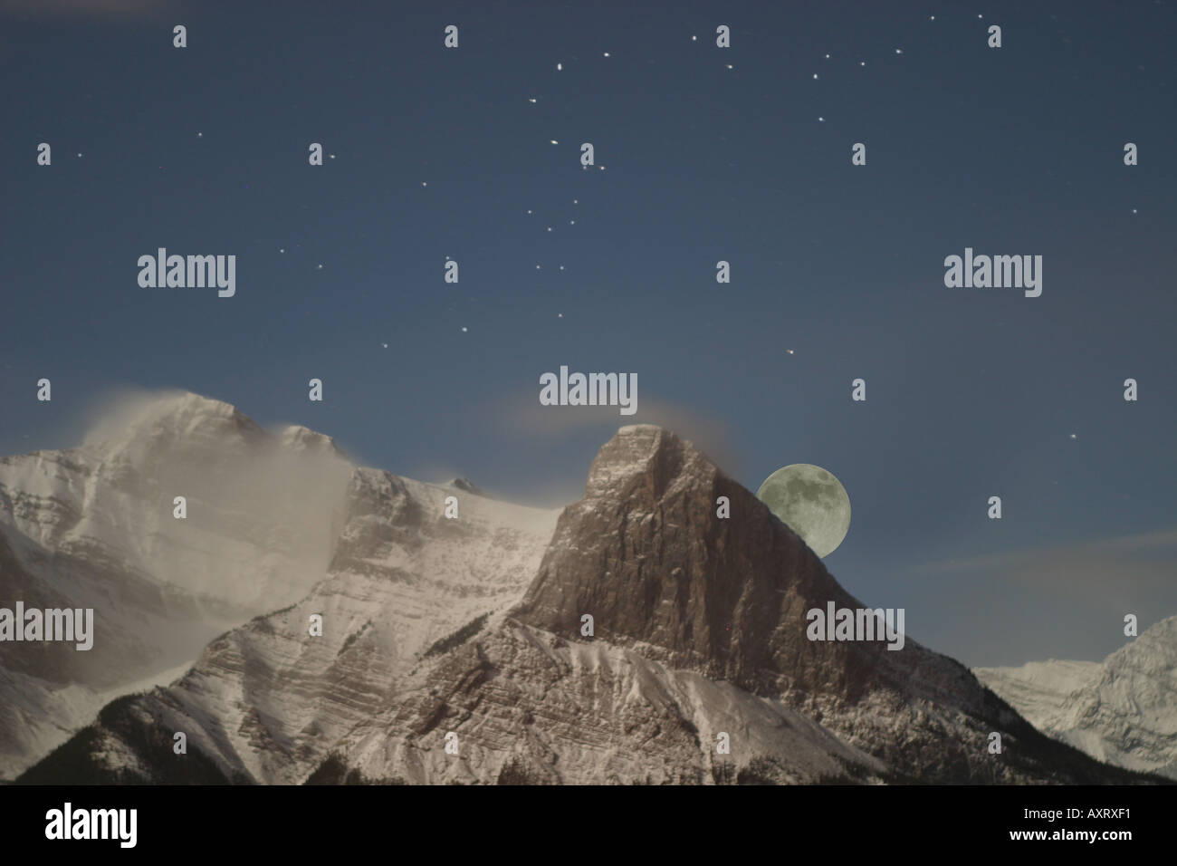 Moon; moonrise in the Canadian Rocky Mountains Canada Stock Photo - Alamy