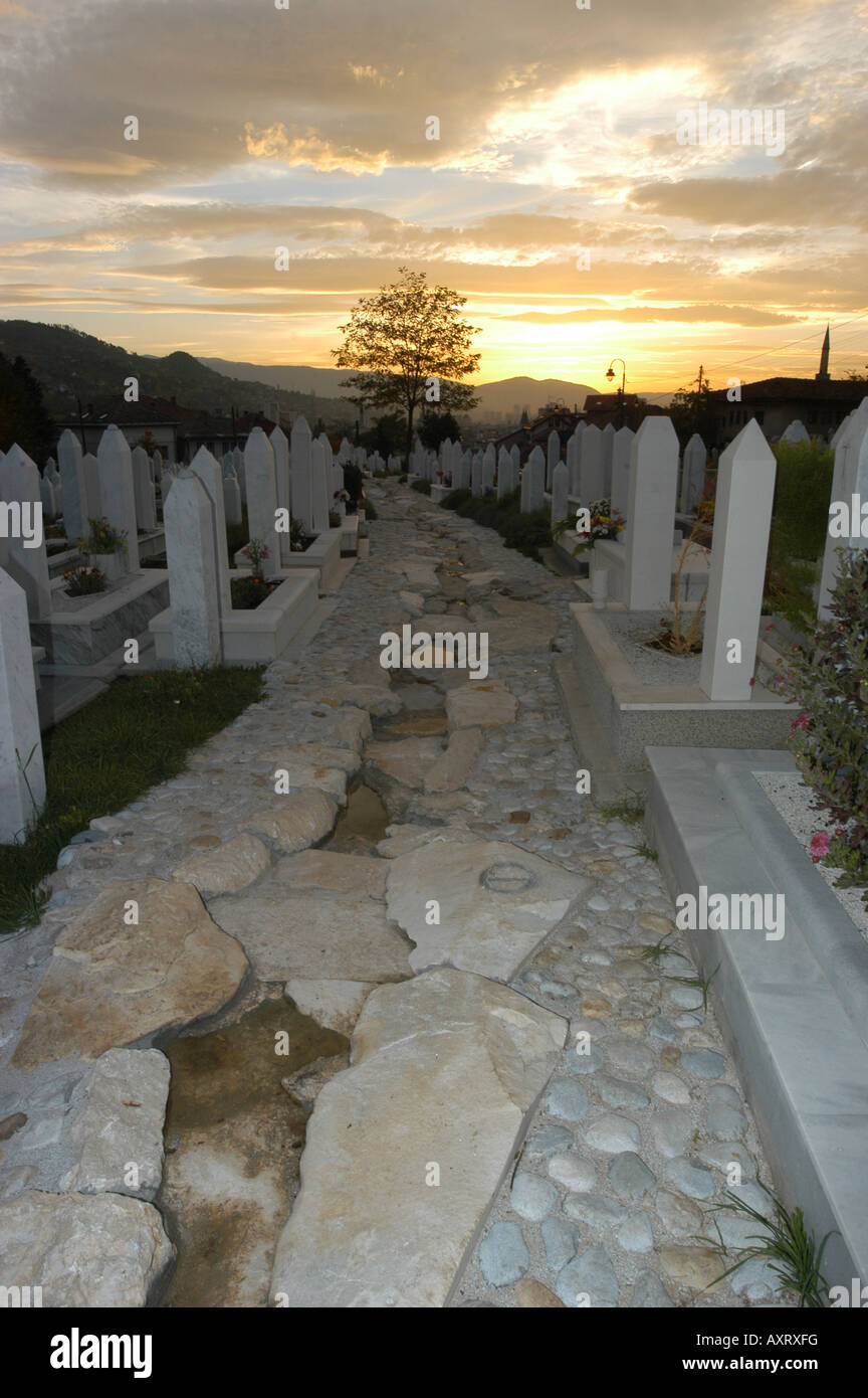 Sunset in the cemetery Sarajevo Bih Stock Photo - Alamy