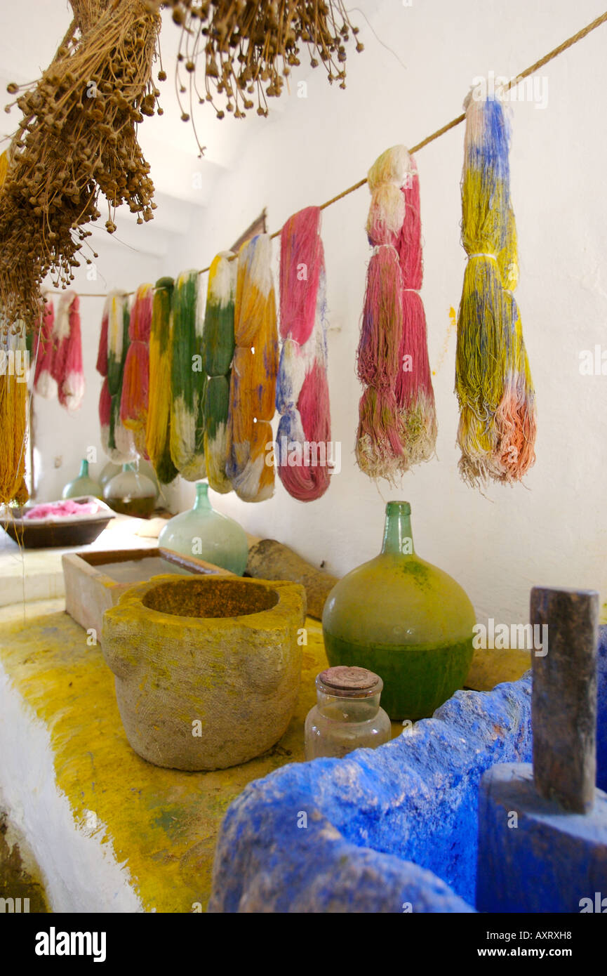 Dyeing and colouring of clothes in Majorca Stock Photo - Alamy