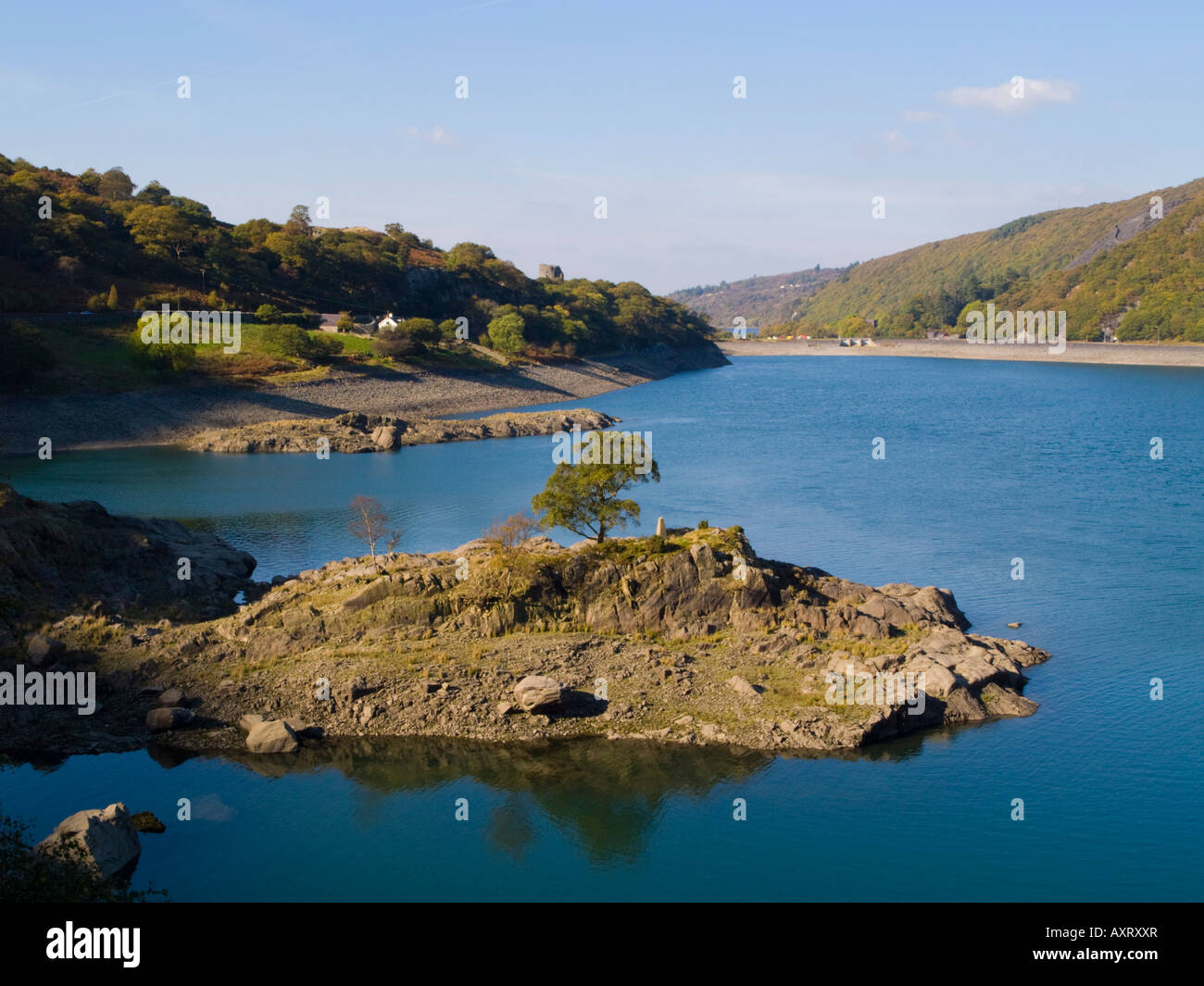 Llanberis Gwynedd North Wales UK. View across Llyn Peris reservoir in ...
