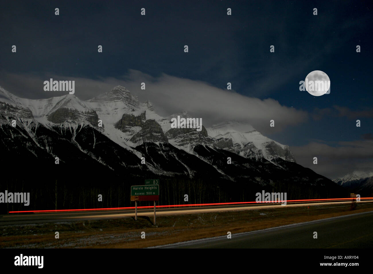 Moon; moonrise in the Canadian Rocky Mountains Canada Stock Photo - Alamy