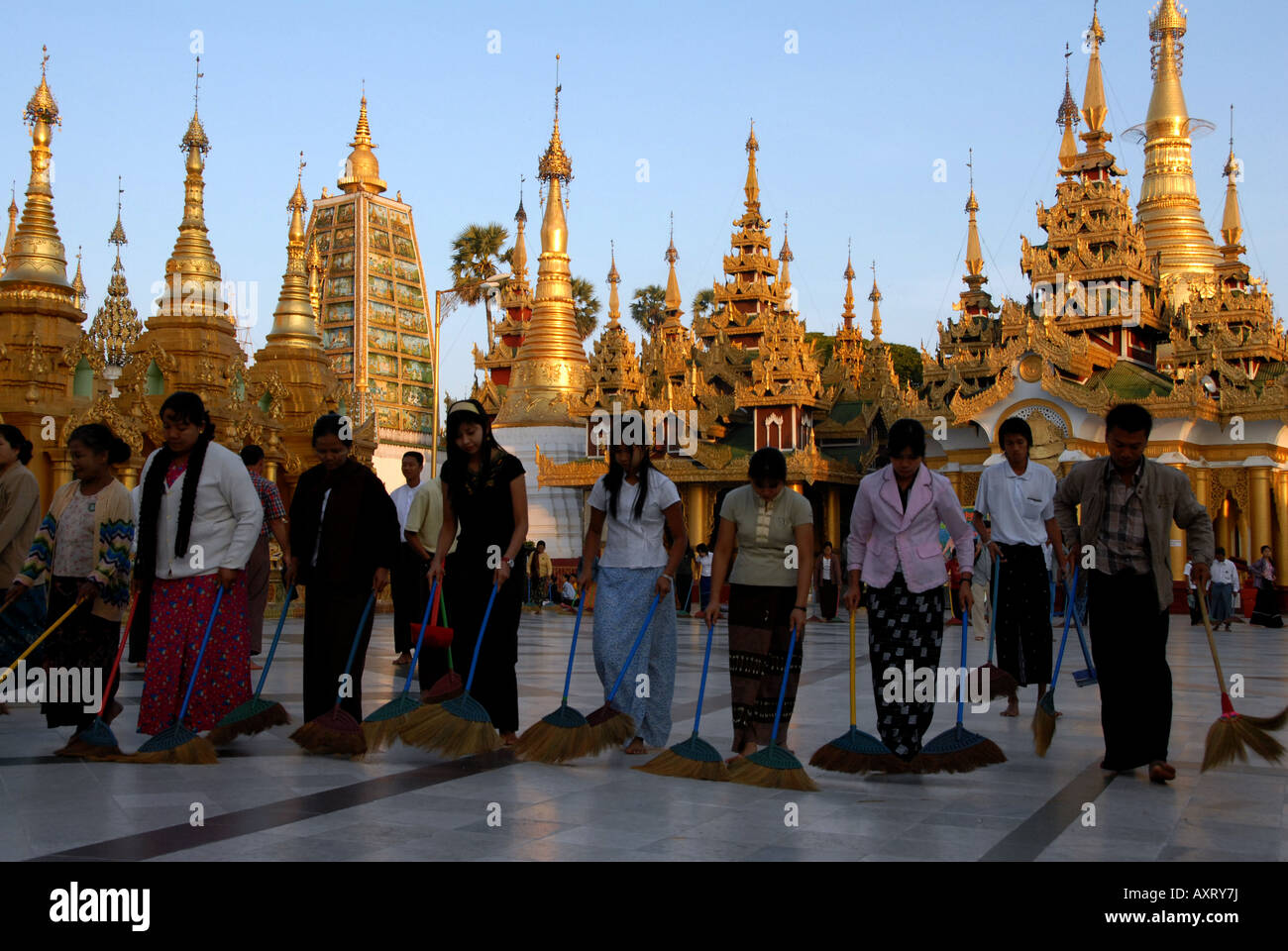 Shwedagon cleaning myanmar hi-res stock photography and images - Alamy