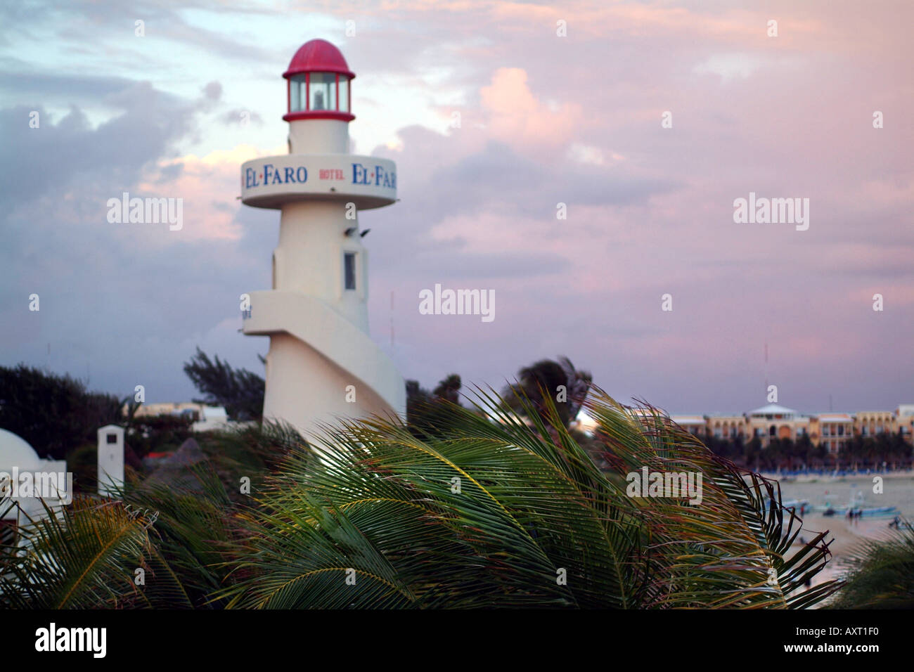 Lighthouse El Faro Playa Del Carmen Mexico Mayan Riviera Stock Photo ...