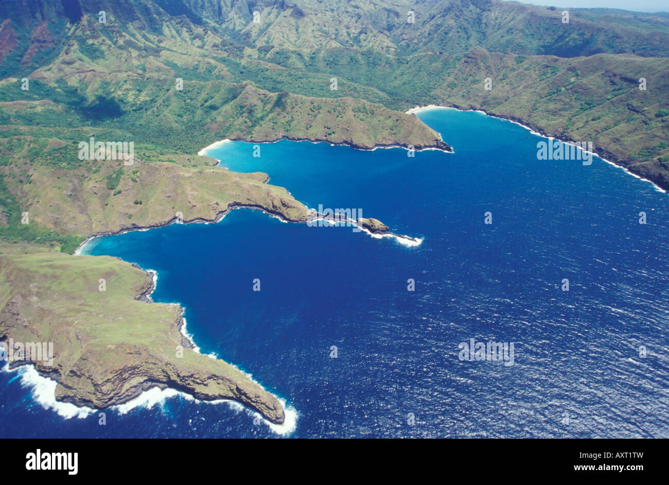 Aerial view from Nuku Hiva Marquesa Islands French Polynesia South ...