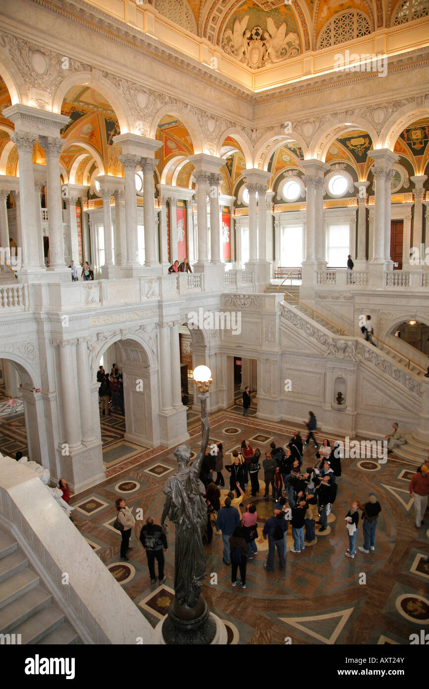Library of Congress interior, low angle view, Thomas Jefferson Building ...