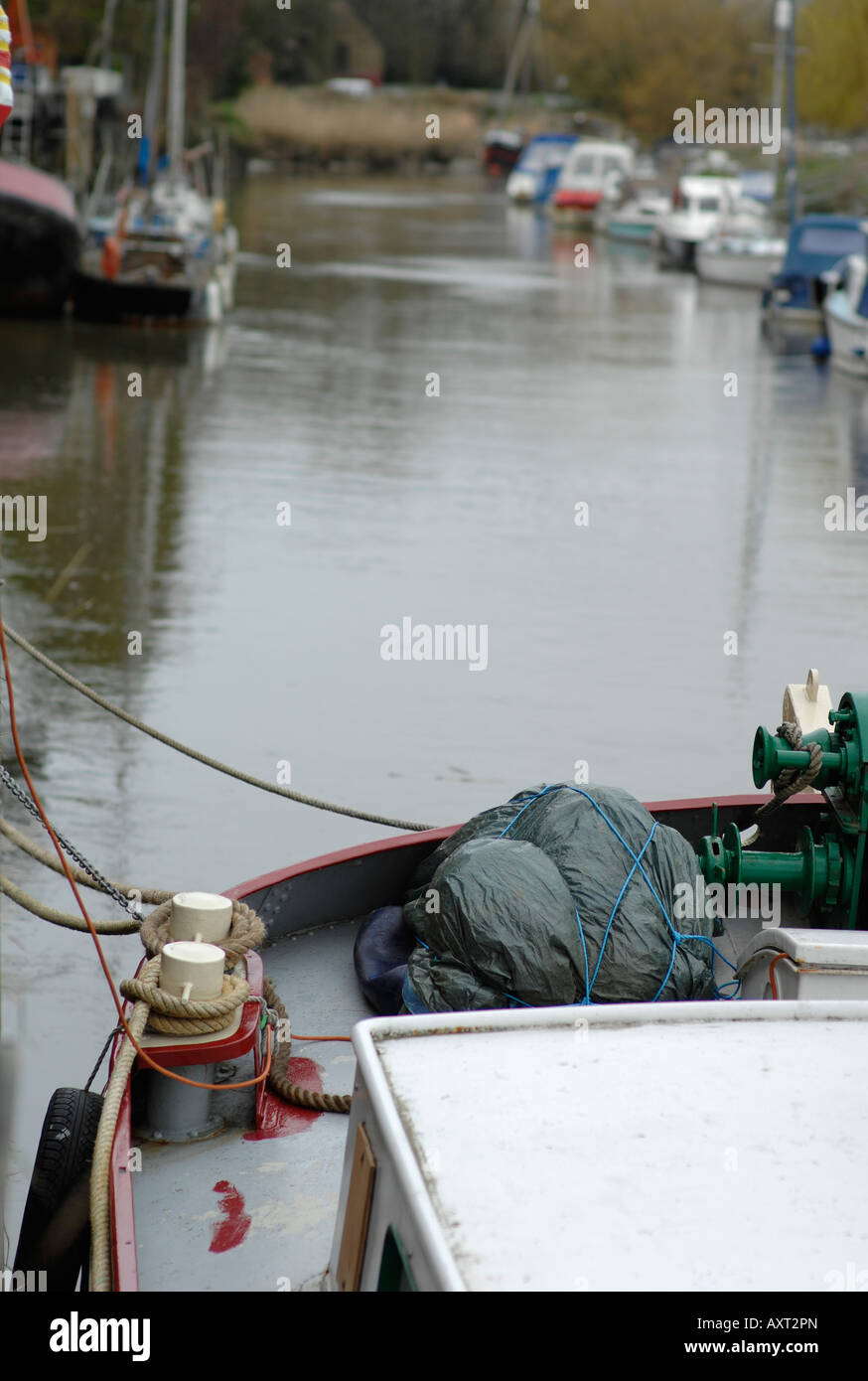 Boat moored on River Stour, Sandwich, Kent Stock Photo - Alamy