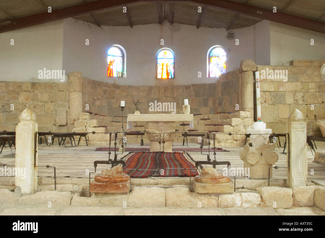 Inside the Moses Memorial Church on Mount Nebo Jordan where Moses died ...