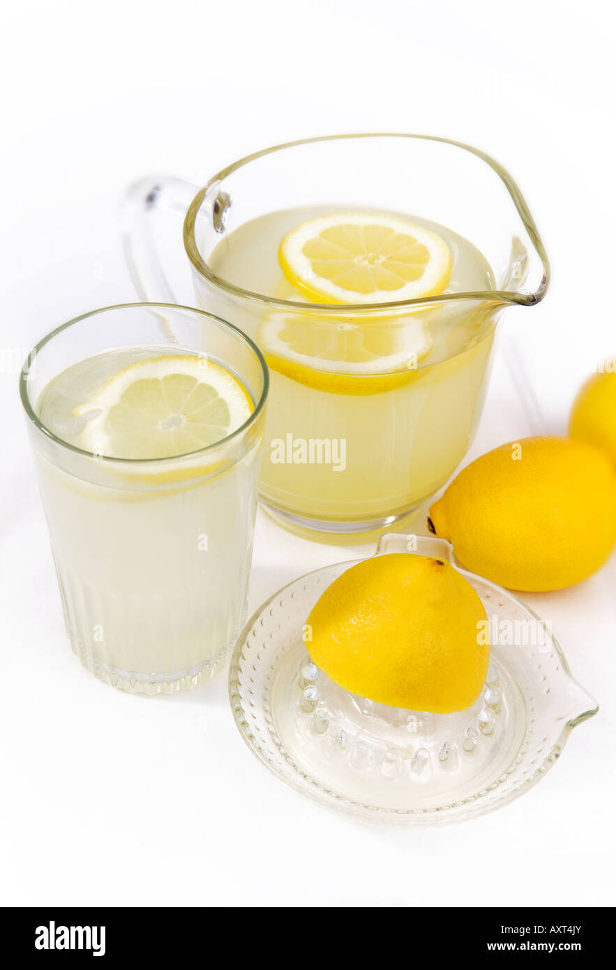 Organic 'real' Lemonade served in a vintage jug and glass - with a ...