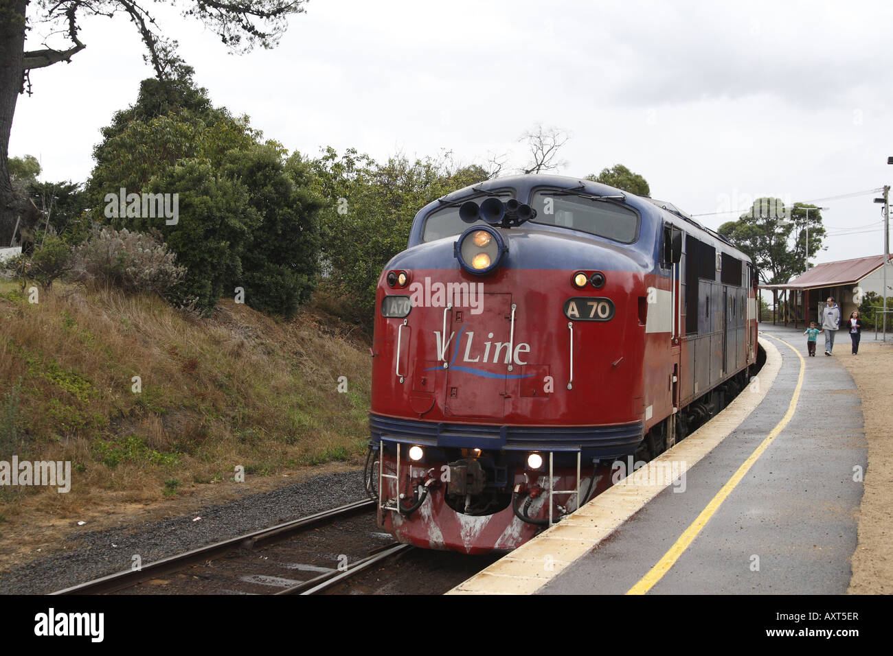 disel train at the train station Stock Photo - Alamy