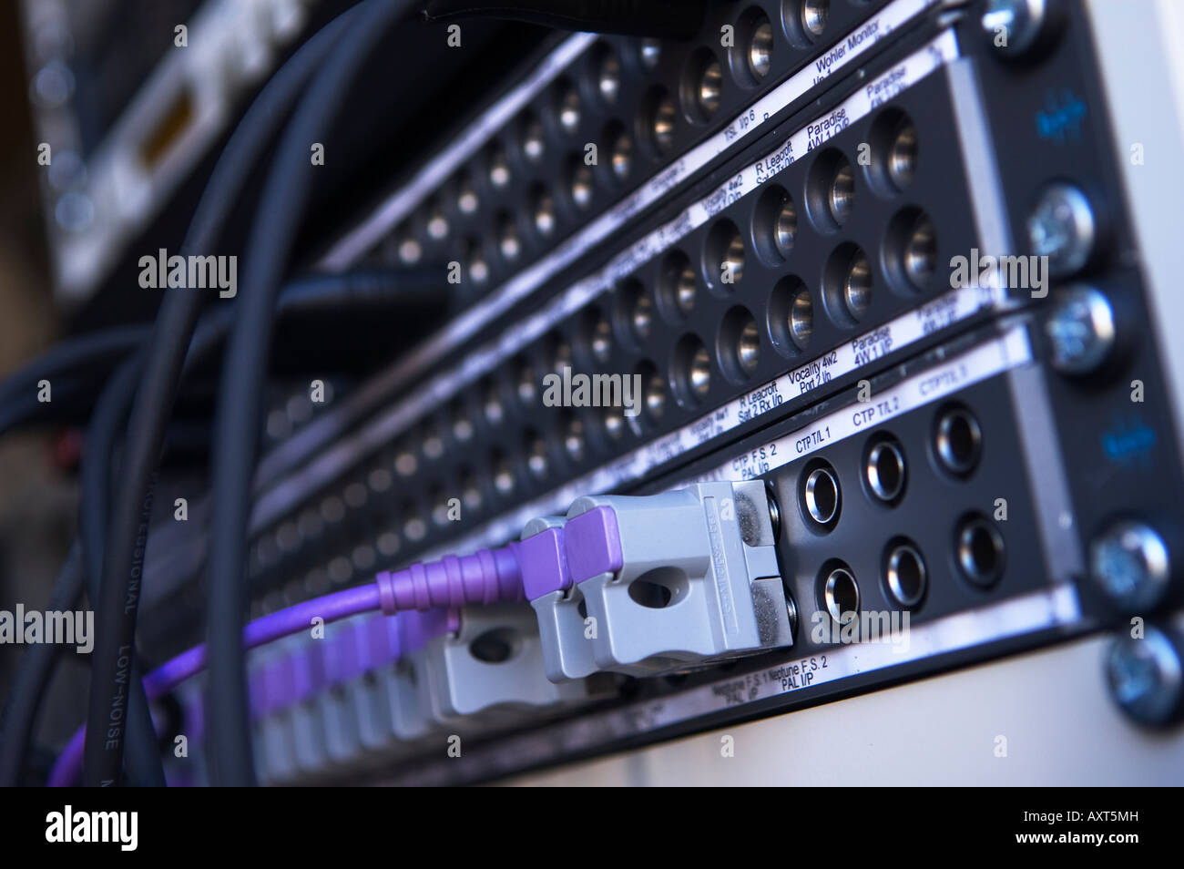 Telecommunications Audio and video jackfield with plugs and U links ...