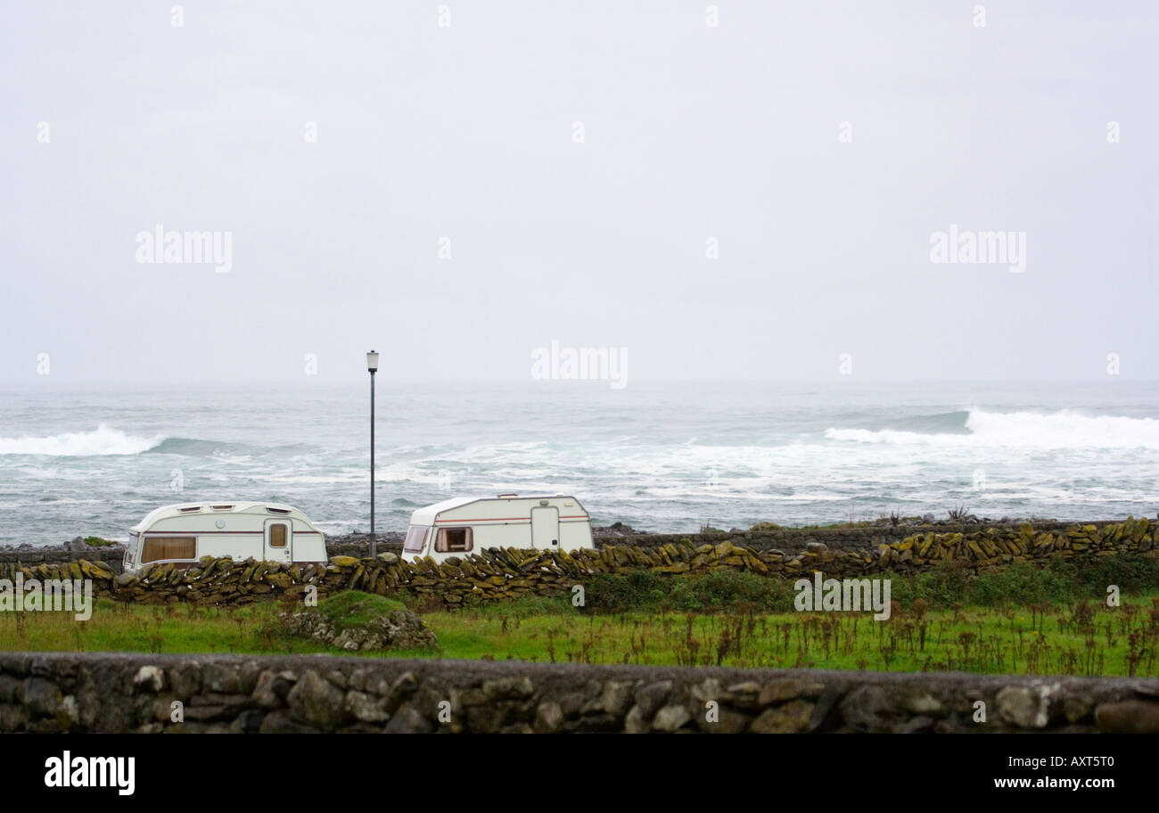 Caravans. Doolin. West coast of Ireland. Stormy weather. Bad weather ...