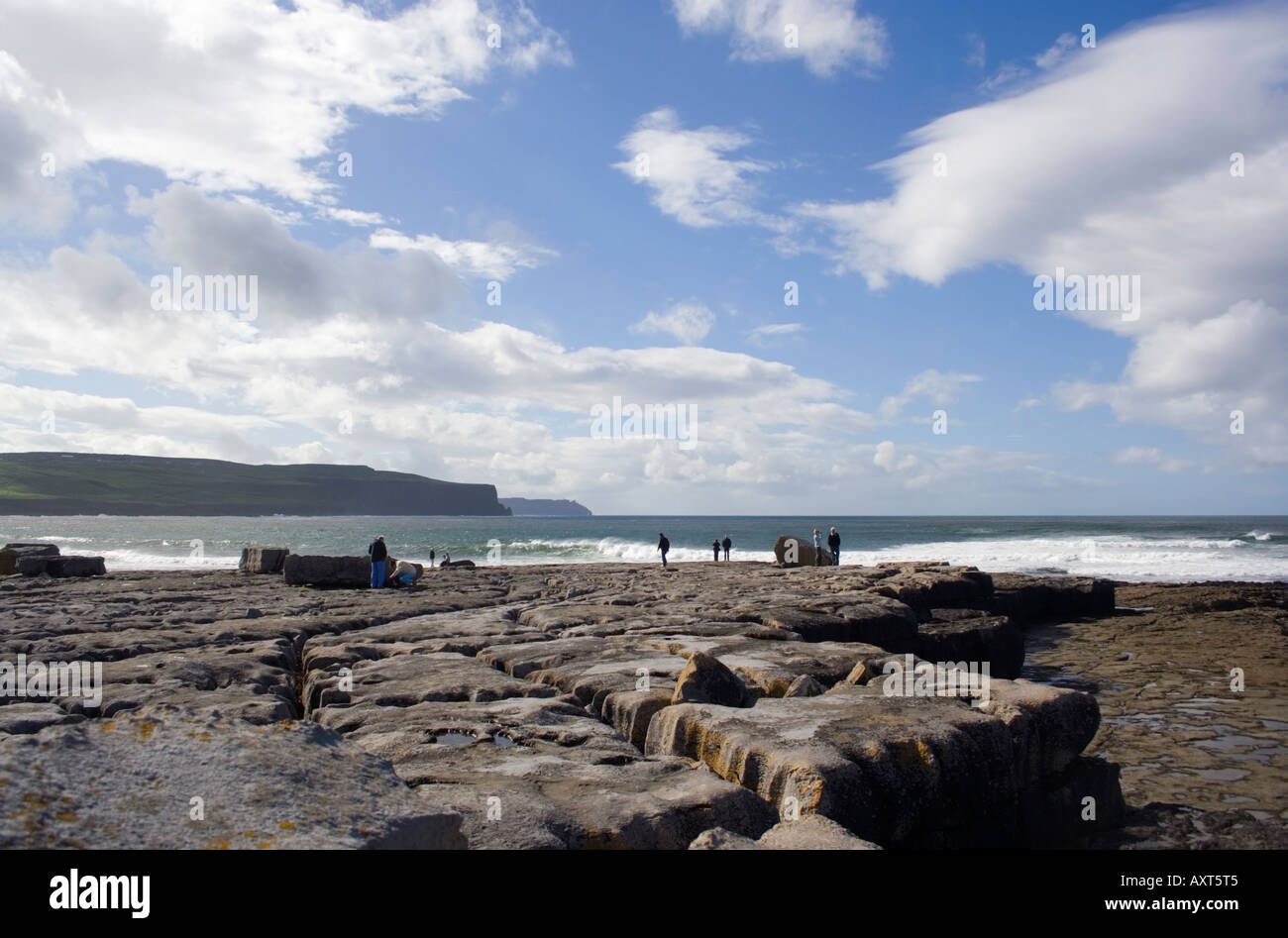View of Doolin shore. Cliffs of Moher in the distance. West coast of ...