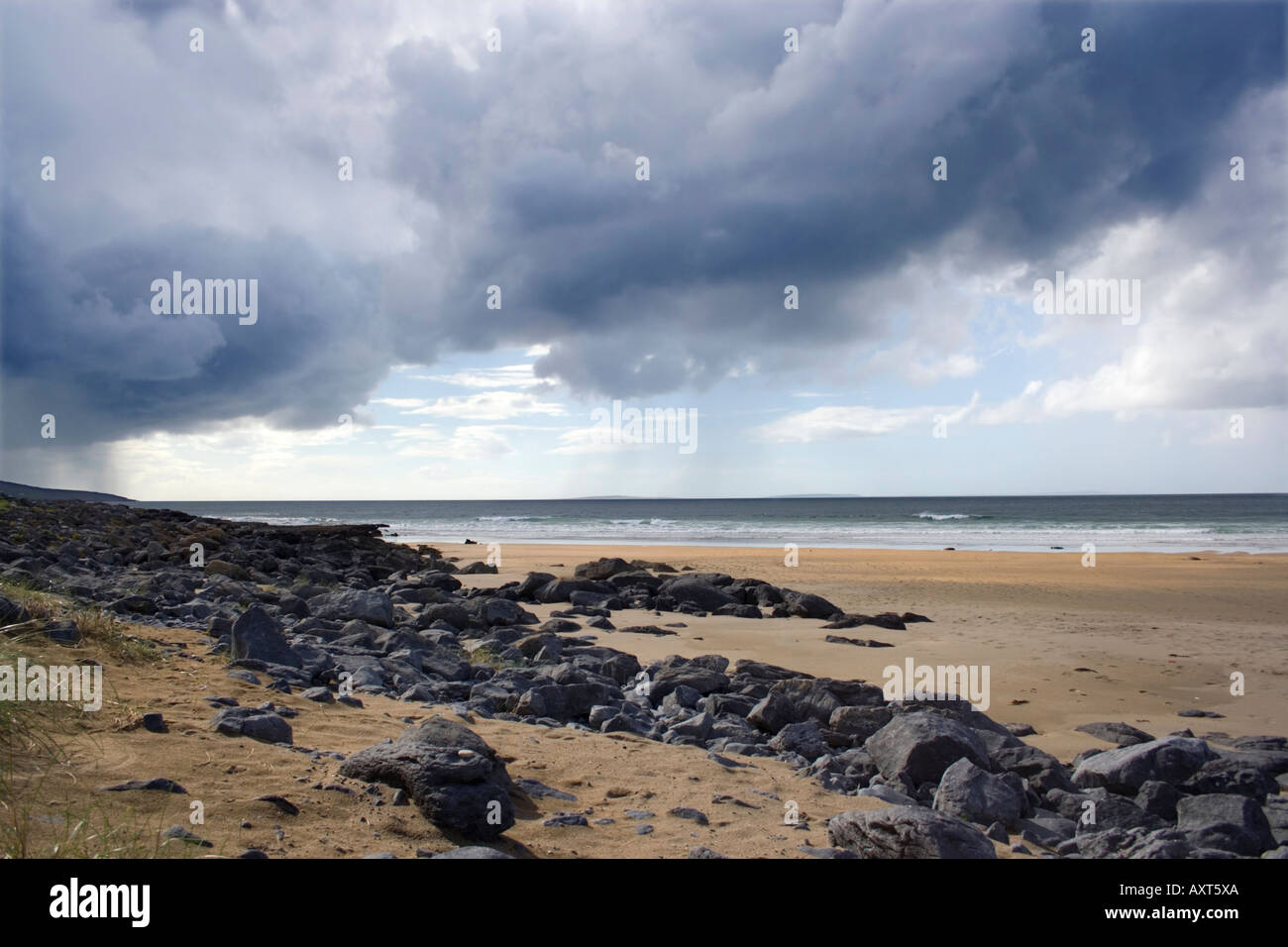 View along Fanore beach. West coast of Ireland. County Clare. Rain ...