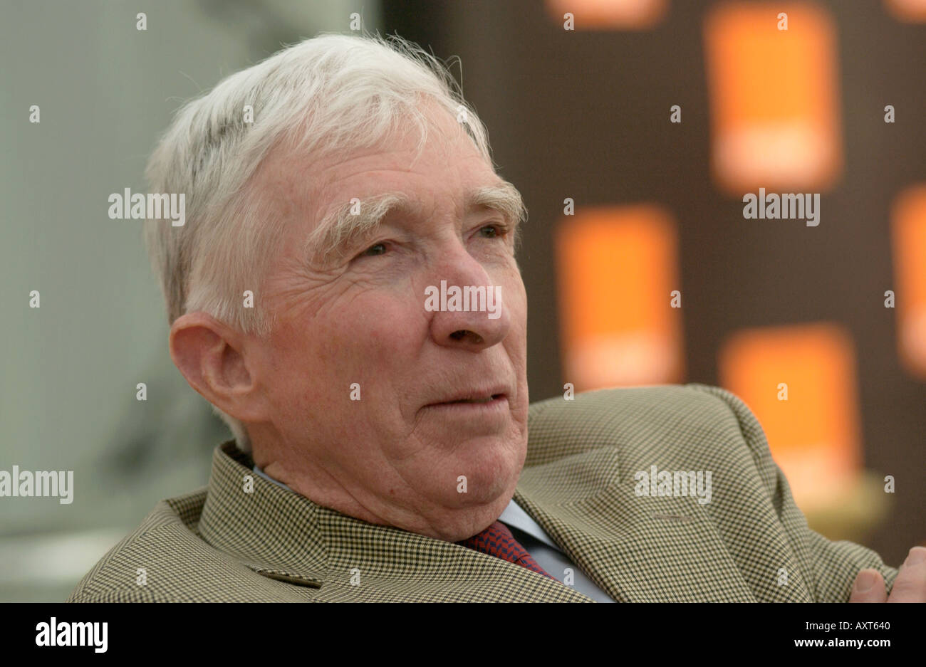 John Updike American novelist and poet pictured at Hay Festival 2004 ...