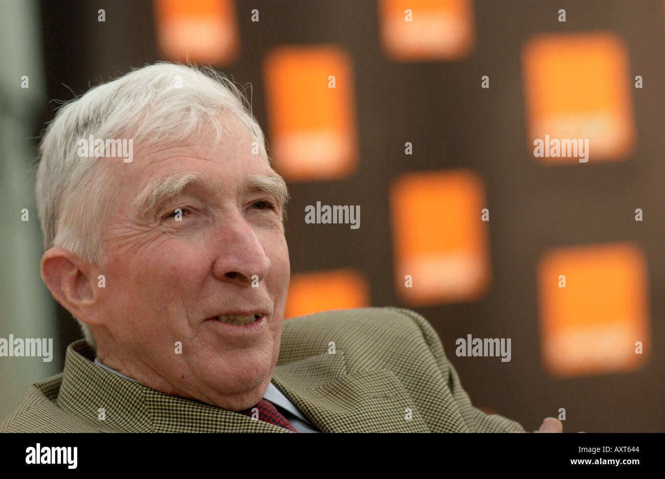 John Updike American novelist and poet pictured at Hay Festival 2004 ...