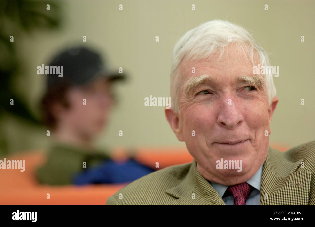 John Updike American novelist and poet pictured at Hay Festival 2004 ...