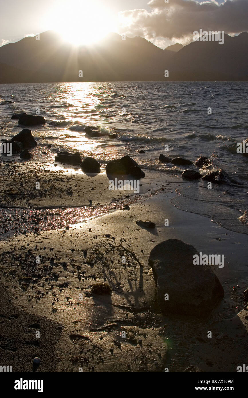 Low Sun on Lake Stock Photo - Alamy