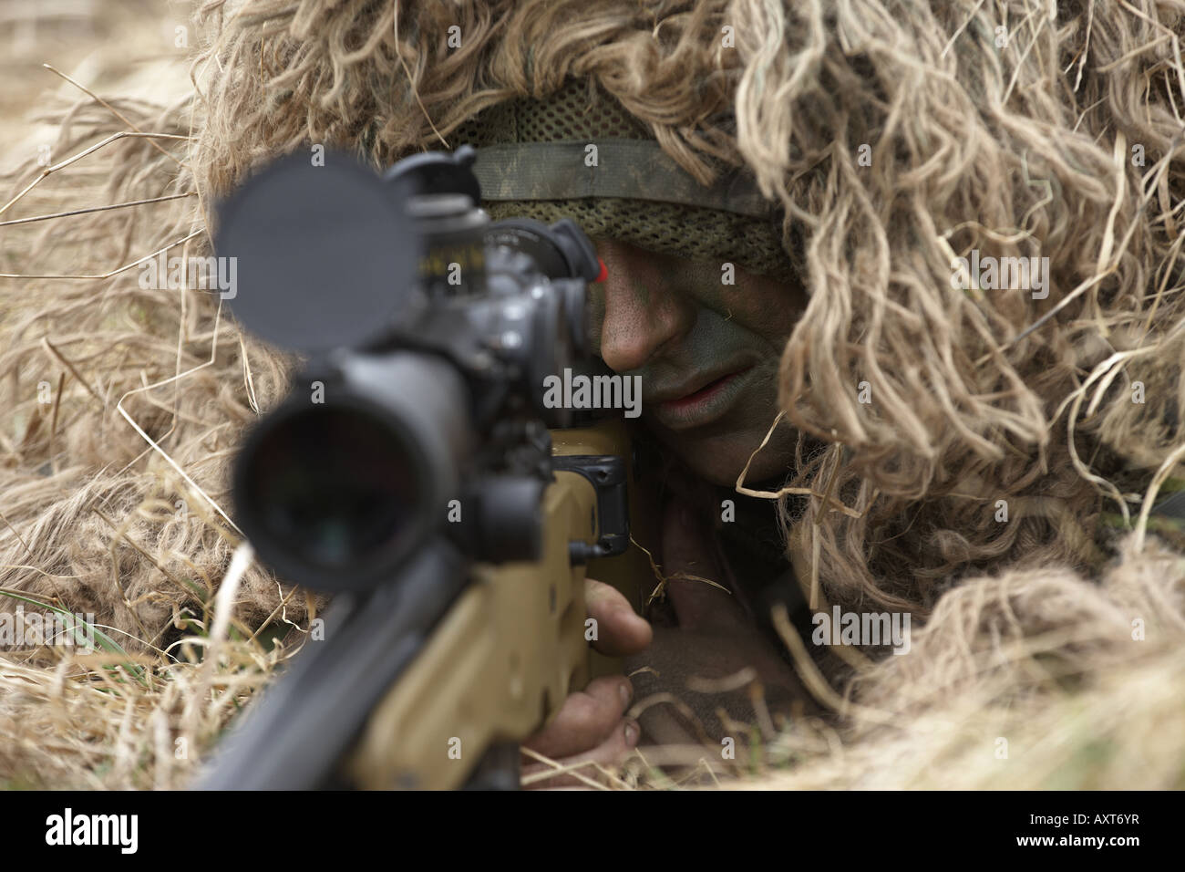 British Army Infantry soldiers demonstrate their newest L115A3 sniper ...