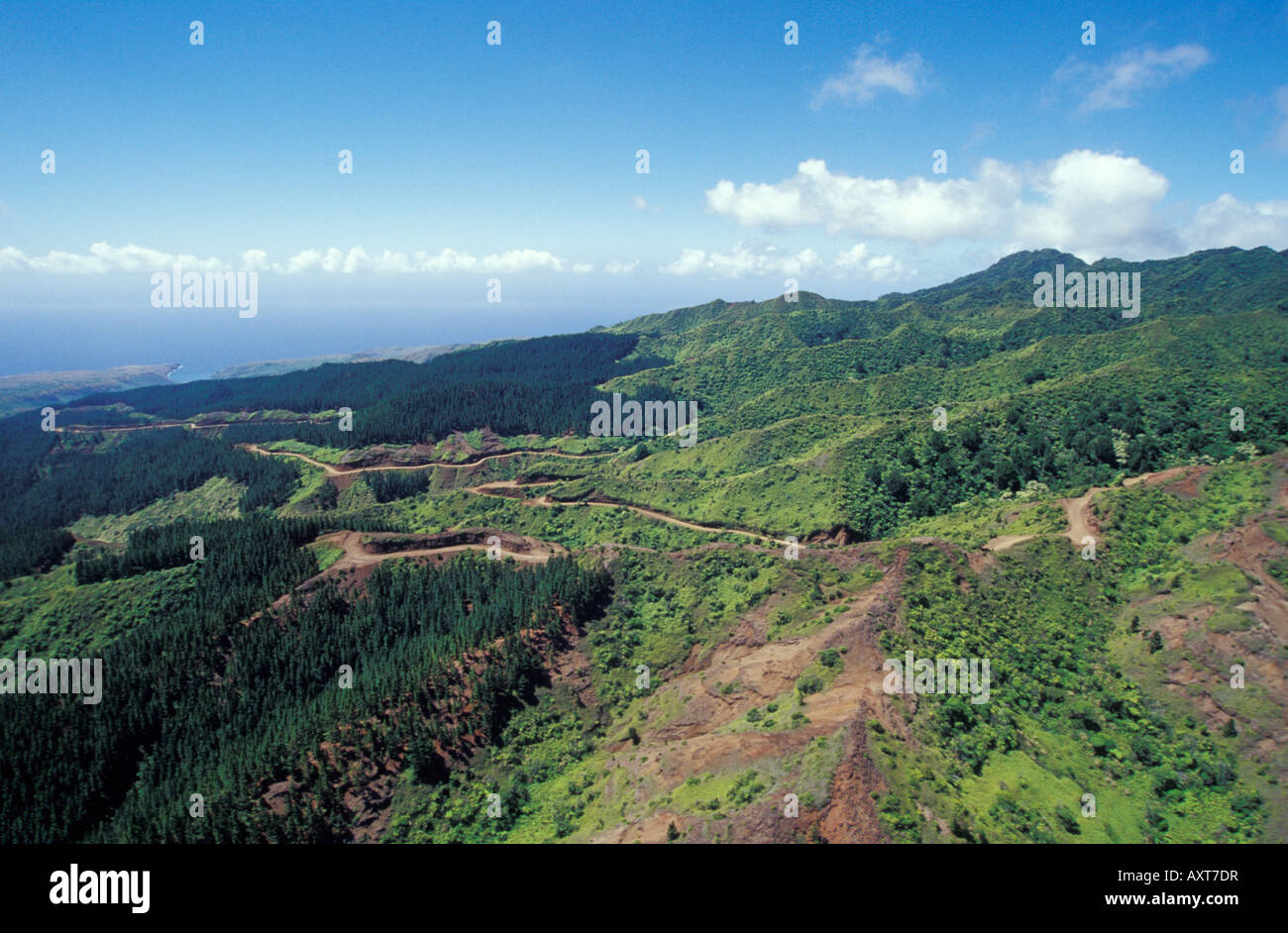 Aerial view from Nuku Hiva Marquesa Islands French Polynesia South ...