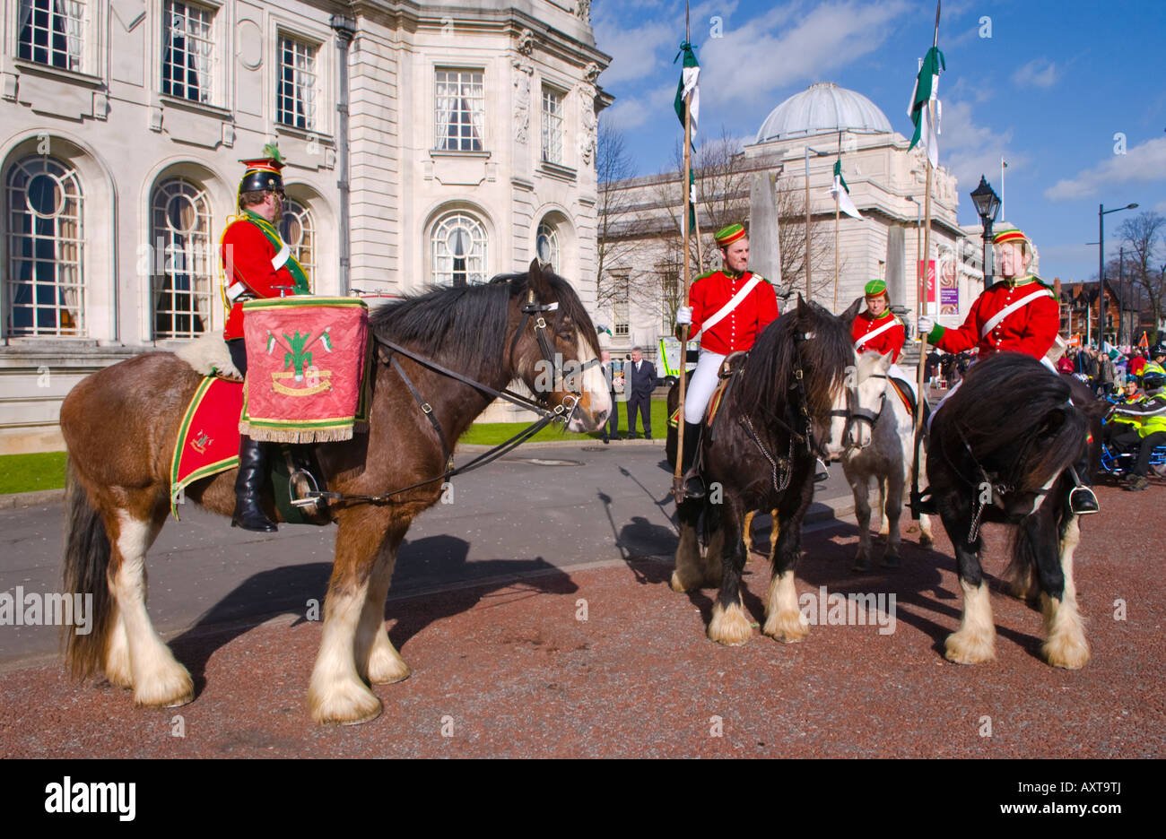Welsh Horse an historical pageant cavalry troupe outside City Hall for ...