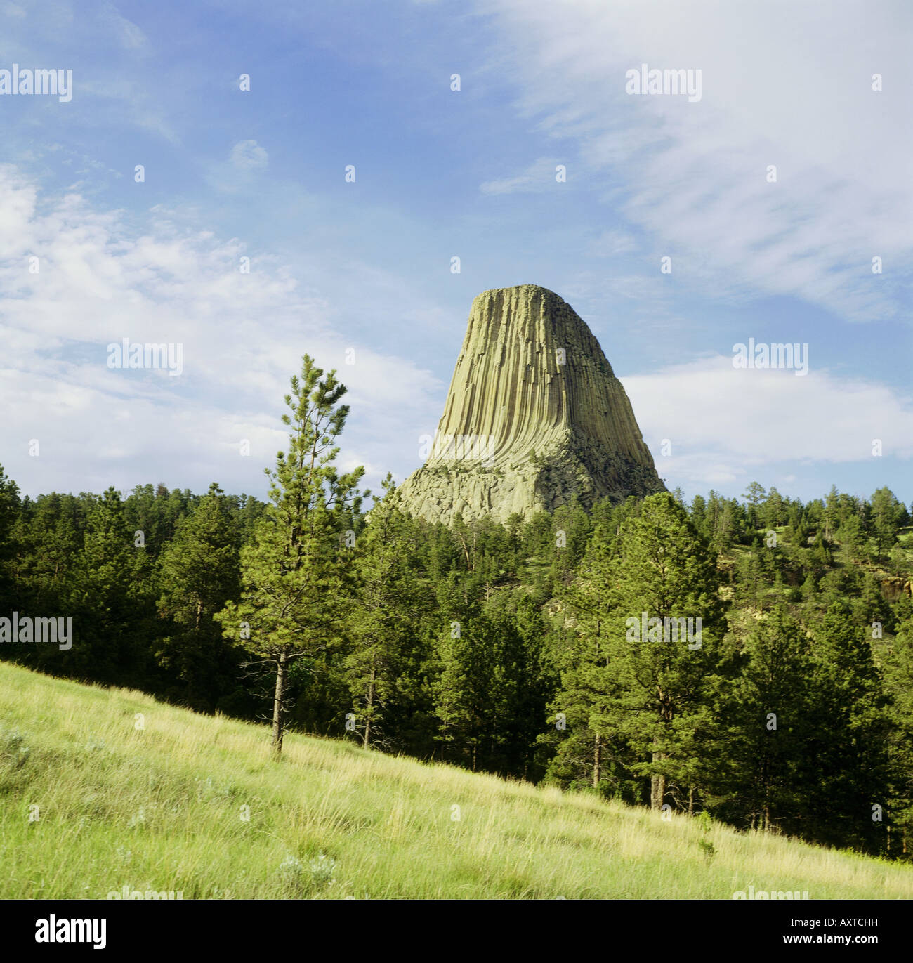geography / travel, USA, Wyoming, Devils Tower, crater of a volcano ...