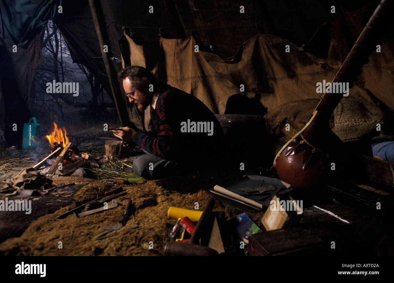 Living in a Teepee Valley. TP tipi tepee Valley, Welsh Hippie community Wales near Llandeilo ...