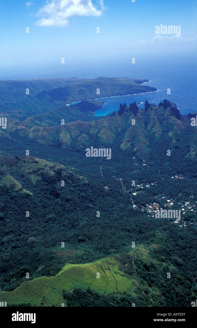 Aerial view of Nuku Hiva Marquesa Islands French Polynesia Stock Photo ...