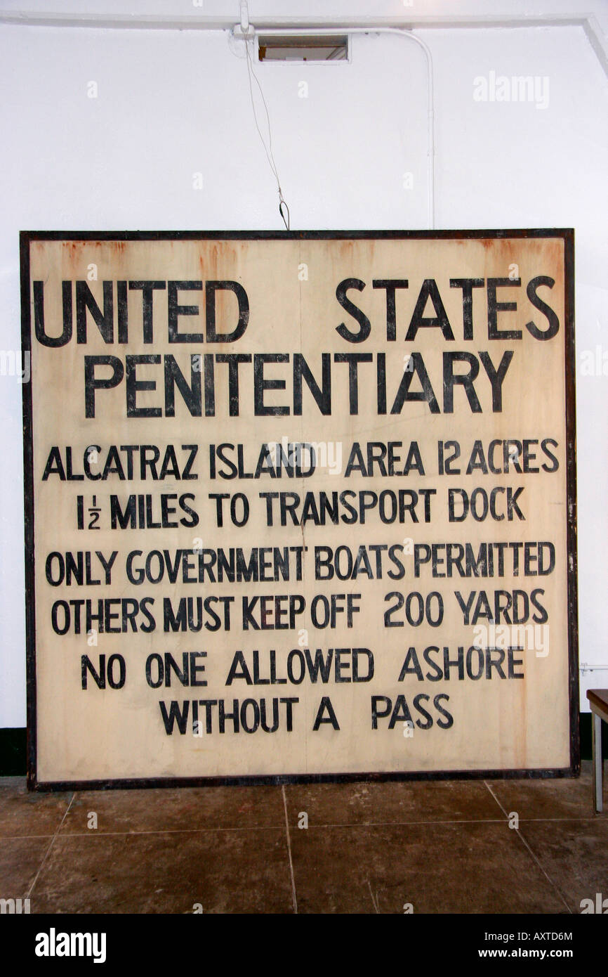 Alcatraz penitentiary warning sign Stock Photo - Alamy