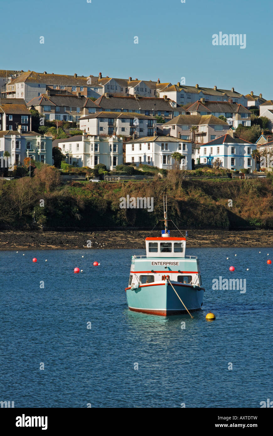 the falmouth to flushing ferry in falmouth bay with the town of ...