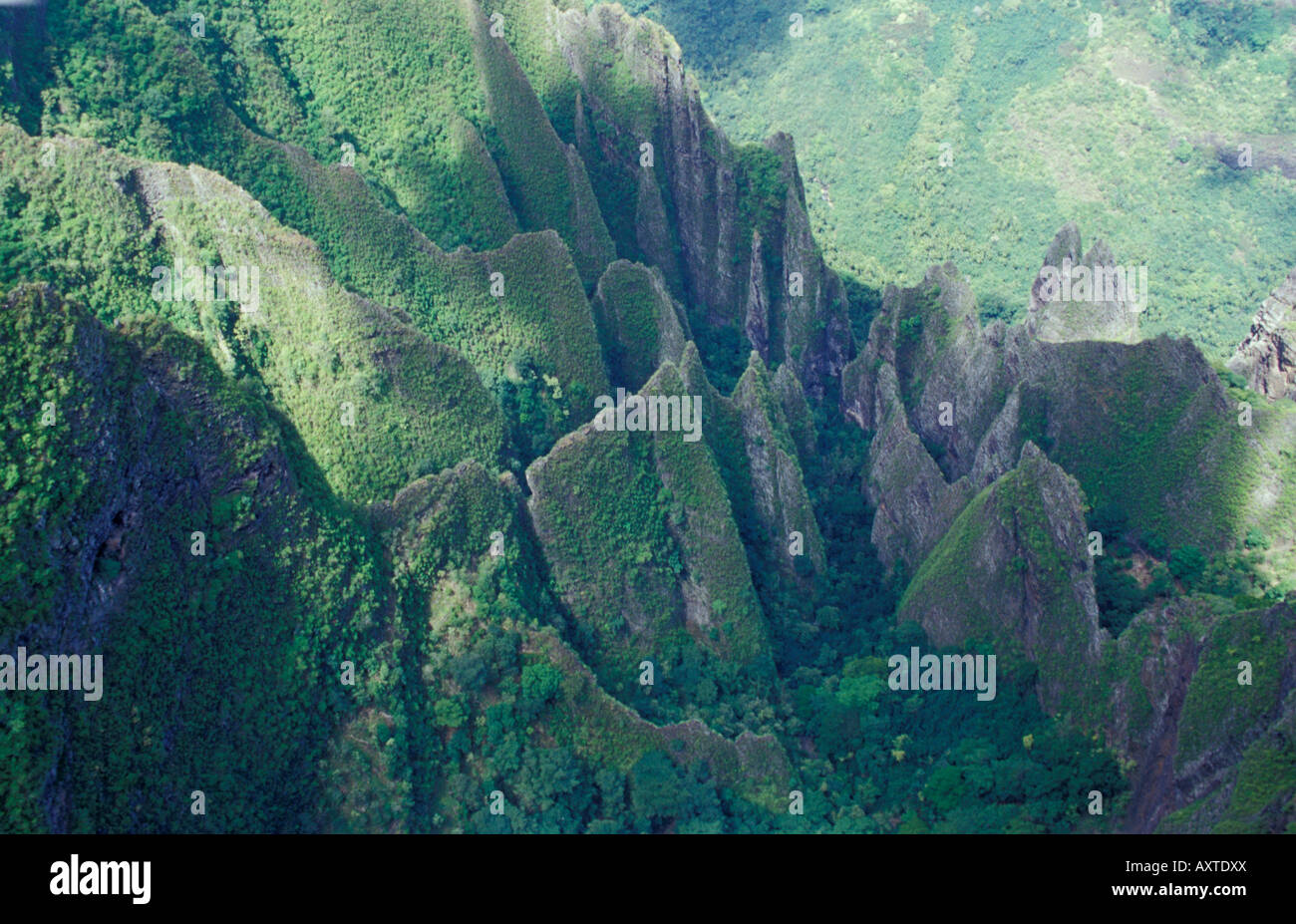 Aerial view from Nuku Hiva Marquesa Islands French Polynesia South ...