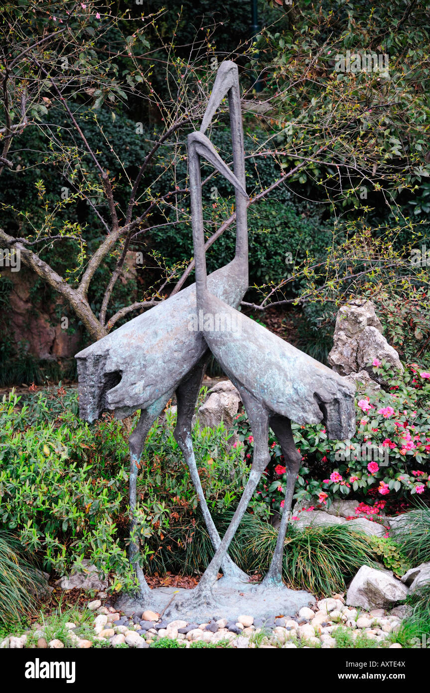 Sculpture of 2 cranes below the Crane Pavilion on Solitary Hill in the ...