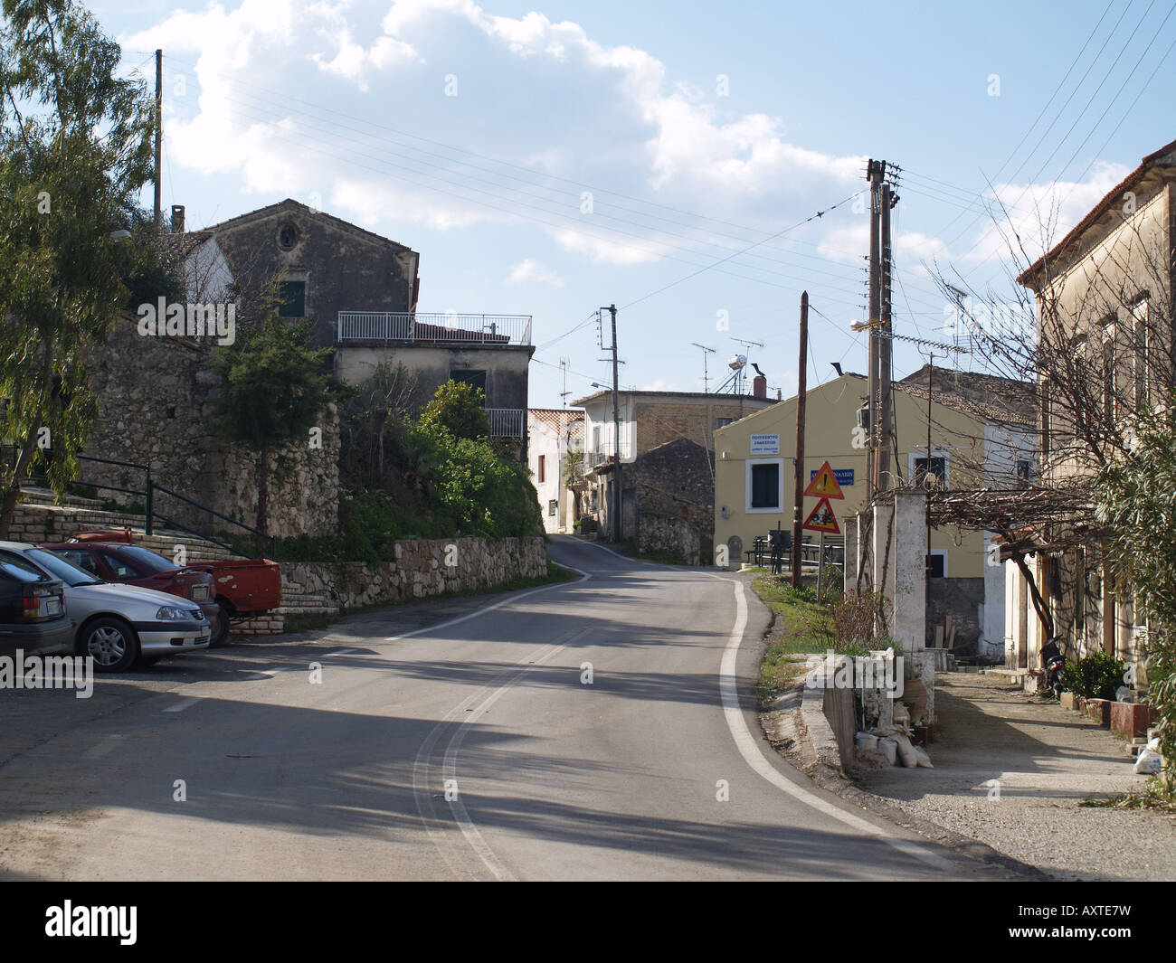MAIN ROAD THROUGH SFAKERA VILLAGE CORFU KERKYRA GREECE Stock Photo - Alamy
