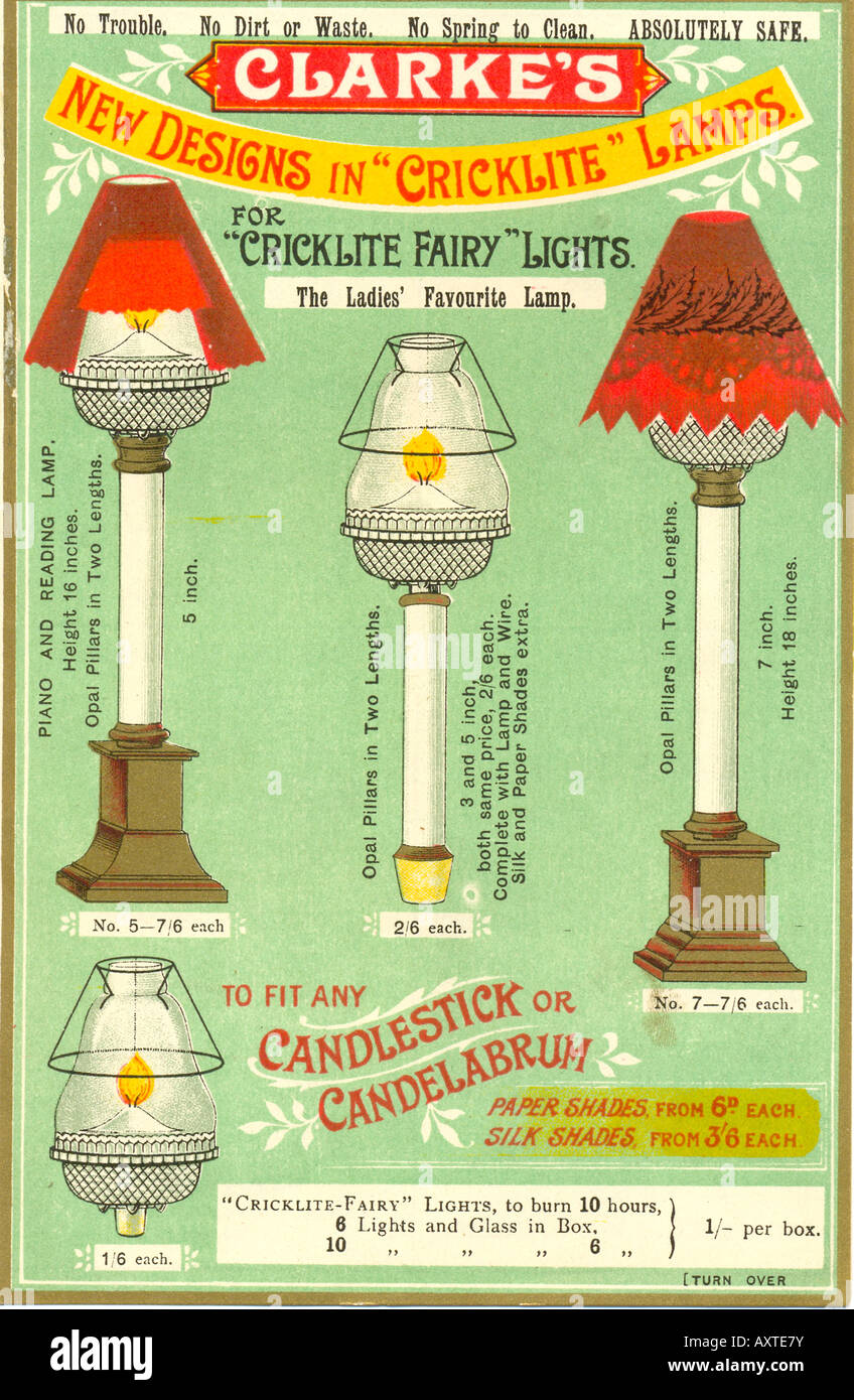 Chromolithographed advertisement leaflet for Clarke's lamps circa 1890 ...