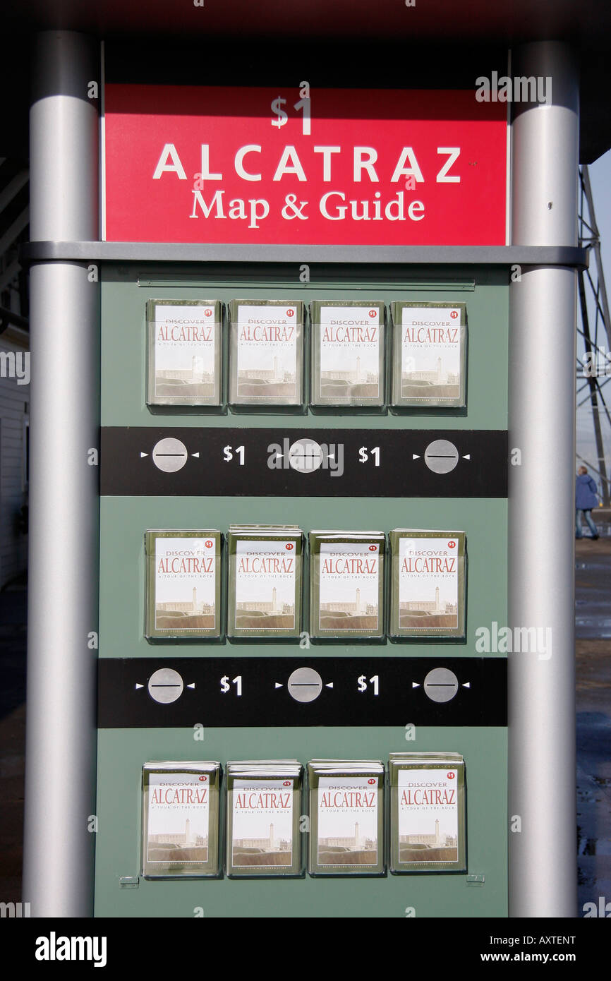 Alcatraz stall selling maps and guidebooks for visitors to the prison ...