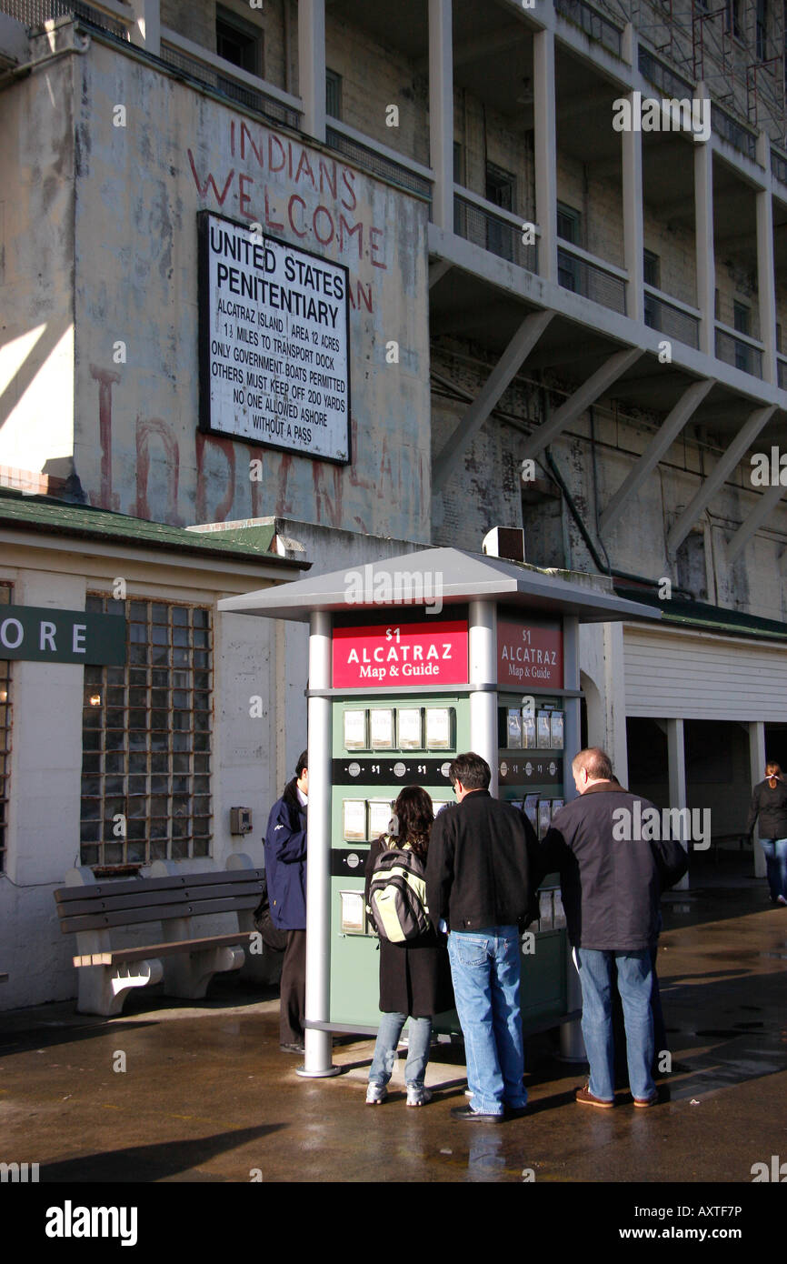 Alcatraz stall selling maps and books for visitors to the prison Stock ...