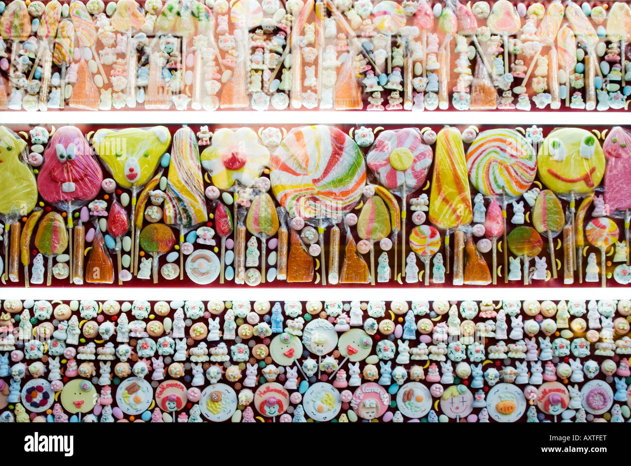A decorative array of candy and sweets on display in a Madrid store ...