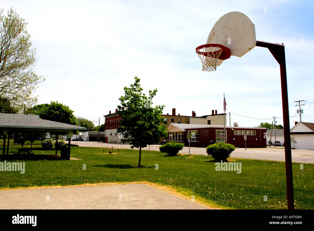 A basketball hoop in a park in downtown Sheldon, IL Stock Photo - Alamy