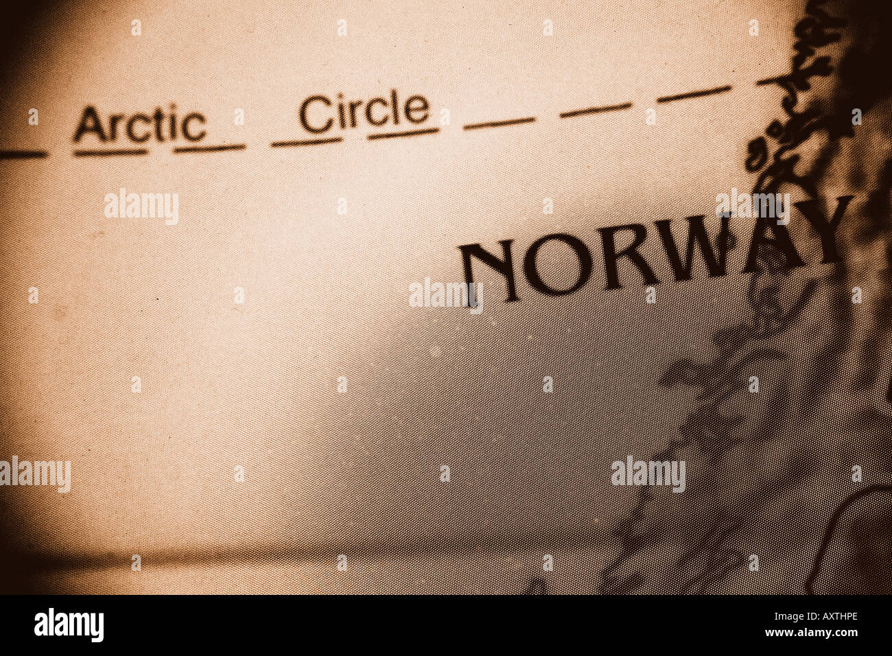 Extreme close-up map showing the Arctic Circle near the country of ...